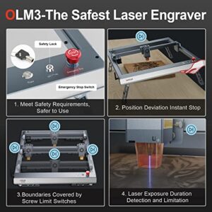 ORTUR Laser Master 3 with Foldable Feet Laser Cutter, 10W Output Power 0.05 * 0.1mm Compressed Spot Laser Engraver, Laser Engraving Machine for Wood and Metal, APP Control (with Air Assist Nozzle)