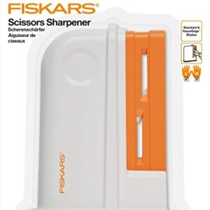 Fiskars 1020499 Scissors Sharpener, 9 x 4 x 13.8 cm, White/Orange