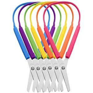 special supplies loop scissors for teens and adults 8 inches (6-pack) colorful looped, adaptive design, right and lefty support, small, easy-open squeeze handles, supports elderly and special needs