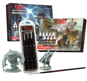 the army painter dungeons and dragons miniatures model paints for plastic models bundle with monsters & adventurers acrylic d&d miniatures paint sets & nolzurs marvelous miniature model paint brushes