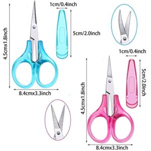 Detail Craft Scissors Set Stainless Steel Scissors Straight Tip Scissors Curved Tip Scissors with Protective Cover for Facial Hair Trimming, Sewing, Crafting, DIY Projects (6 Pieces)