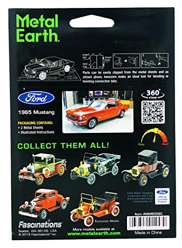 Fascinations Metal Earth 1965 Ford Mustang Red 3D Metal Model Kit