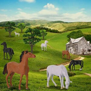 AN4303 15PCS 1:43 Farm Animals Horses and Cows O Scale PVC Well Painted Horse and Cow Use for Model Scenery Desktop Decor Railway Layout Diorama Miniature Landscape