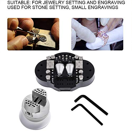 Ball Vise Engraving Setting Tool 360°Rotation Professional Ball Vise 30 PCS Attachment Jewelry Engraving Block Tools Standard Block (3inch)