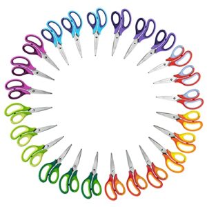 wa portman 5 inch pointed kids scissors 24 pack – small scissors for school kids – kids safety scissors bulk – kid scissors for right-handed use – bulk school supplies pointed scissors for kids