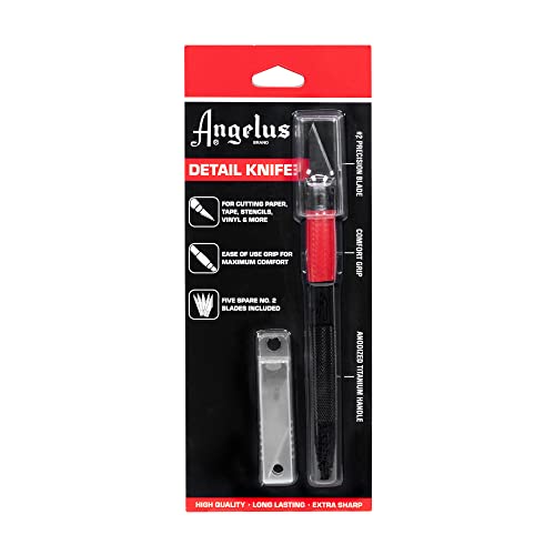 Angelus Detail Knife Precision Blade for Cutting Paper, Tape, Vinyl, Shoes, & 5 Blades