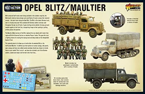 Bolt Action Opel Blitz/Maultier Truck 1:56 WWII Military Wargaming Plastic Model Kit