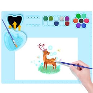 silicone craft mat, silicone painting mat for resin casting, 20″x16″ silicone artist mat with cup for painting, craft, watercolour, clay and diy