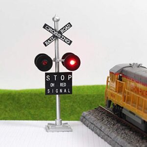 1Set O Scale Railroad Train/Track Crossing Sign 4 Heads LED Made + Circuit Board Flasher-Flashing Red Train Signal Lights Decoration and Party JTD436RP