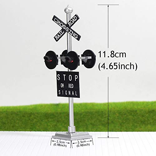 1Set O Scale Railroad Train/Track Crossing Sign 4 Heads LED Made + Circuit Board Flasher-Flashing Red Train Signal Lights Decoration and Party JTD436RP