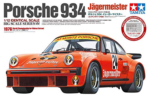 TAMIYA 300012055 12055 1:12 Porsche 934 Jägermeister with PE, Faithful Replica, Model Building, Crafts, Hobbies, Gluing, Plastic kit, Assembly, Unvarnished