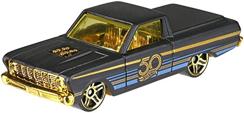 New 1:64 Hot Wheels 50th Anniversary Black & Gold Collection - Bone Shaker, Twin Mill, Rodger Dodger, Dodge Dart, Impala & Ford Ranchero Set of 6pcs Diecast Model Car By HotWheels