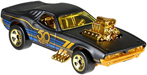 New 1:64 Hot Wheels 50th Anniversary Black & Gold Collection - Bone Shaker, Twin Mill, Rodger Dodger, Dodge Dart, Impala & Ford Ranchero Set of 6pcs Diecast Model Car By HotWheels