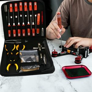 RC Car Tool Kit 25Pcs Hex Nut Drivers Phillips Screwdriver Stand Pliers, Wrench, Reamer, Repair Tools for Rc Car DJI Drone Traxxas Boat Quadcopter Drone Helicopter Airplane (Red)