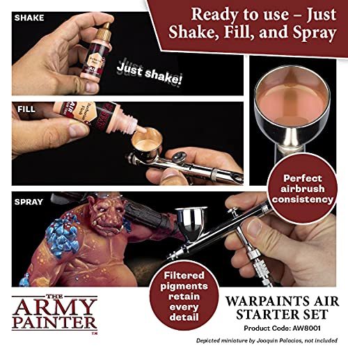 The Army Painter Warpaints Air Starter Set - Paint and Primer for Tabletop Roleplaying, Boardgames, and Wargames Miniature Model Painting - Non-Toxic Water-Based Airbrush Paint Set