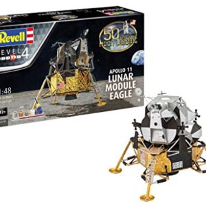 Revell RV03701 Moon Landing 1:48 - Apollo 11 Lunar Module & Eagle Plastic Model kit, Silver/White