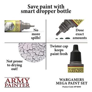 The Army Painter Mega Paint Set (60 Paints Plus 100 Rust-Proof Mixing Balls) - Mega Brush Set Bundle - Miniature Painting Kit of 60 Acrylic Paints and 10 Wargamer Miniature Paint Brushes