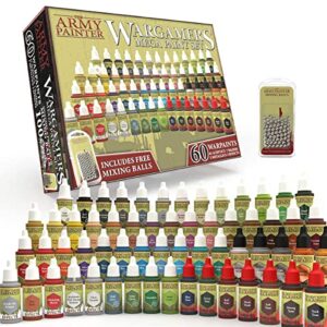 The Army Painter Mega Paint Set (60 Paints Plus 100 Rust-Proof Mixing Balls) - Mega Brush Set Bundle - Miniature Painting Kit of 60 Acrylic Paints and 10 Wargamer Miniature Paint Brushes