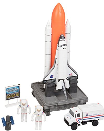 Space Shuttle And Toy Rocket Ship Set - 10 Piece Complex 39 Launch Site with Astronauts, Rockets, Space Shuttle, and Ground Vehicle - Measures 15"