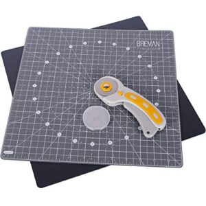 wa portman rotating self healing cutting mat and rotary cutter set – rotating cutting mat for sewing & quilting – 13×13 inch self healing cutting mat set – rotary cutter mat – 5 extra blades