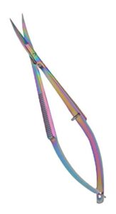 embroidery sewing scissor – titanium spring action scissor 4.75″ – german stainless steel, curved tip, snips, thread scissor – by the unique edge