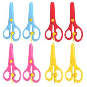 8 pack preschool training scissors kids plastic playdough scissors childrens toddler safety scissors handmade art craft scissors left handed training spring scissors