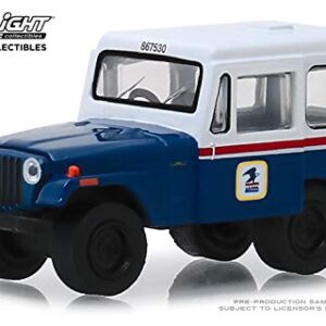 Greenlight 29998 United States Postal Service (USPS) 1971 Jeep Dj-5 Postal Mail Delivery Vehicle Hobby Exclusive 1/64 Diecast Model Car, Blue