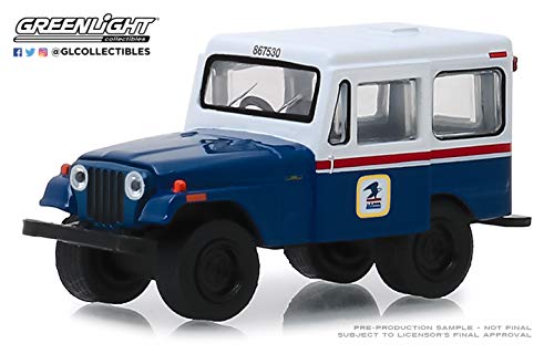 Greenlight 29998 United States Postal Service (USPS) 1971 Jeep Dj-5 Postal Mail Delivery Vehicle Hobby Exclusive 1/64 Diecast Model Car, Blue