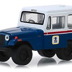 Greenlight 29998 United States Postal Service (USPS) 1971 Jeep Dj-5 Postal Mail Delivery Vehicle Hobby Exclusive 1/64 Diecast Model Car, Blue