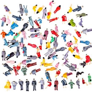 1:100 HO Scale Models People Set, Airlxf 100PCS DIY Resin Scale Figures Tiny People Sitting Mixed Painted Model People Colorful Seated Standing People Train Park Street Passengers Sitting Pose