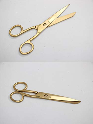 7 Inch Gold Shears Knife Edge Craft Tailor Scissors Heavy Duty Stainless Steel Professional Fabric Dressmaker Shears for Cutting Fabric, Cloth, Leather, Canvas, Denim (Gold)