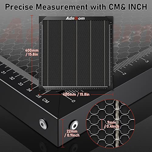 Honeycomb Laser Bed, ADNOOM 15.7” x15.7” Galvanized Iron Honeycomb Working Panel, Laser Cutter Honeycomb Working Table with Aluminum Plate for Fast Heat Dissipation and Desktop-Protecting (400 x400mm)