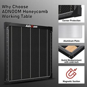 Honeycomb Laser Bed, ADNOOM 15.7” x15.7” Galvanized Iron Honeycomb Working Panel, Laser Cutter Honeycomb Working Table with Aluminum Plate for Fast Heat Dissipation and Desktop-Protecting (400 x400mm)