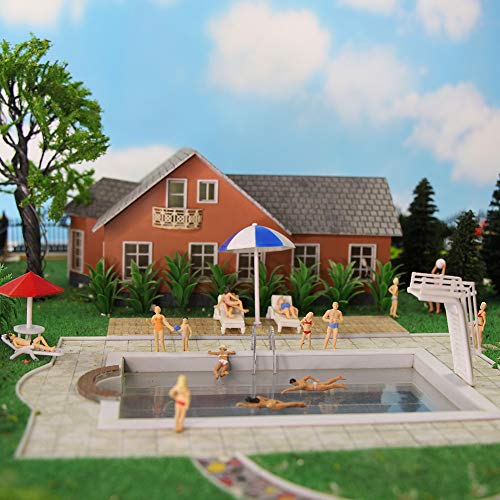 Evemodel P8720 40pcs Model Trains Swimming Figures 1:87 Scale HO Scale People Scenery Layout Landscape Miniature