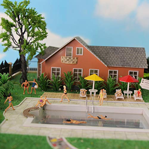 Evemodel P8720 40pcs Model Trains Swimming Figures 1:87 Scale HO Scale People Scenery Layout Landscape Miniature