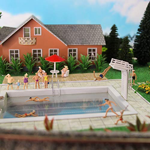 Evemodel P8720 40pcs Model Trains Swimming Figures 1:87 Scale HO Scale People Scenery Layout Landscape Miniature