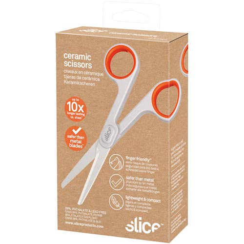 Slice 10544 Ceramic Scissors, Never Rusts, Finger Friendly, Food Grade, BPA,1 Pack, Rounded Tip