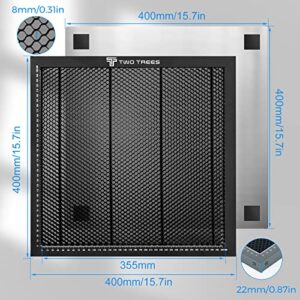 Twotrees Honeycomb Laser Bed 400x400mm Honeycomb Cutting Table for Laser Cutter Engraver Cutting, Aluminum Honeycomb Working Table Kit with Aluminum Plate (15.7” x15.7”)