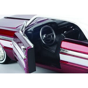 1964 Chevy Impala Lowrider Hard Top Candy Red Metallic with White Top Get Low Series 1/24 Diecast Model Car by Motormax 79021