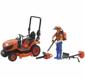 new-ray 1/18 kubota bx2670 lawn tractor with figure & accessories ss-33453