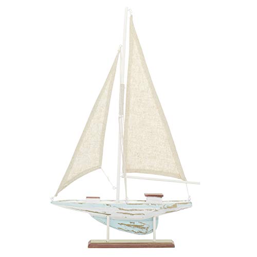 Deco 79 Coastal Wood Sail Boat Sculpture, 14" x 2" x 22", Brown