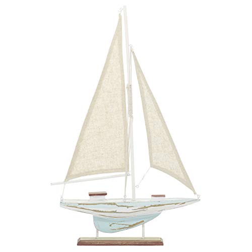 Deco 79 Coastal Wood Sail Boat Sculpture, 14" x 2" x 22", Brown