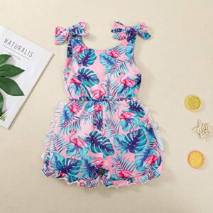 Thorn Tree Girl's Sleeveless Jumpsuit Bowknot Strap Button Closure Romper Toddler Girls Clothes