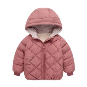 winter coats for baby boys girls solid winter thick warm hooded windproof coat snowsuit kids toddler outwear (blush red, small)