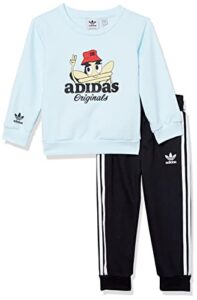 adidas originals unisex-baby trefoil crew set almost blue 12m