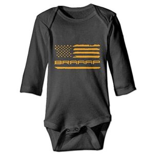 littlehorn braaap dirt bike baby long sleeve playsuit newborn bodysuit outfit clothes black