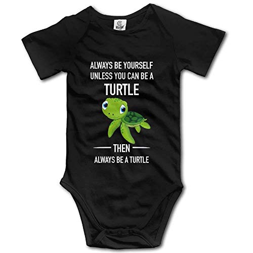 Always Be Yourself Unless You Can Be A Turtle Boutique Baby Bodysuit Onesie Unisex Short Sleeve Black, 6-12 Months