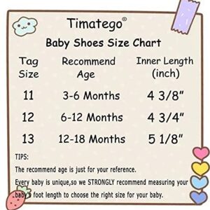 Timatego Baby Girl Mary Jane Flats Lace Bow Non-Slip Soft Sole Newborn First Walker Wedding Princess Party Dress Shoes(6-12 Months Infant P White)