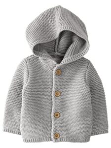 little planet by carter’s baby girls organic signature stitch cardigan, grey, 9 months us