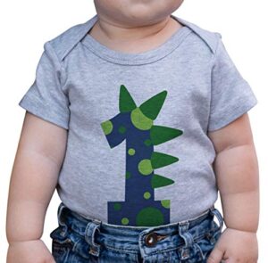 7 ate 9 apparel boy’s one dinosaur first birthday grey onepiece 12-18 months